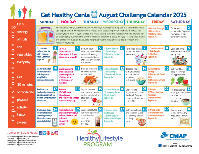 August Challenge Calendar Provides Daily Nutrition, Fitness Tips Busy Month